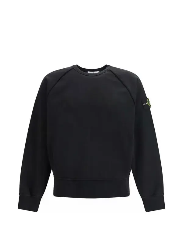 Stone Island Cotton Sweatshirt With Patch - Black