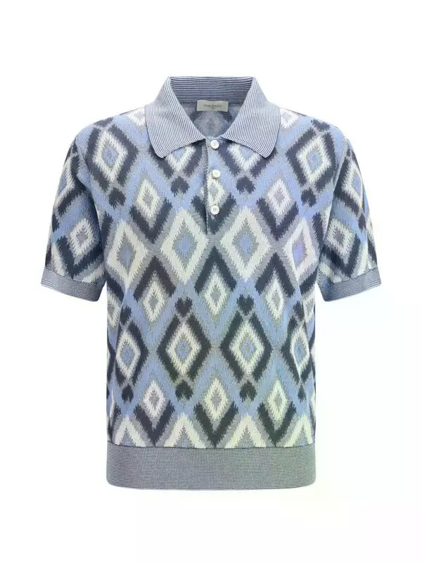 PIACENZA CASHMERE 1733 Patterned Short-sleeves Polo Shirt - Blue