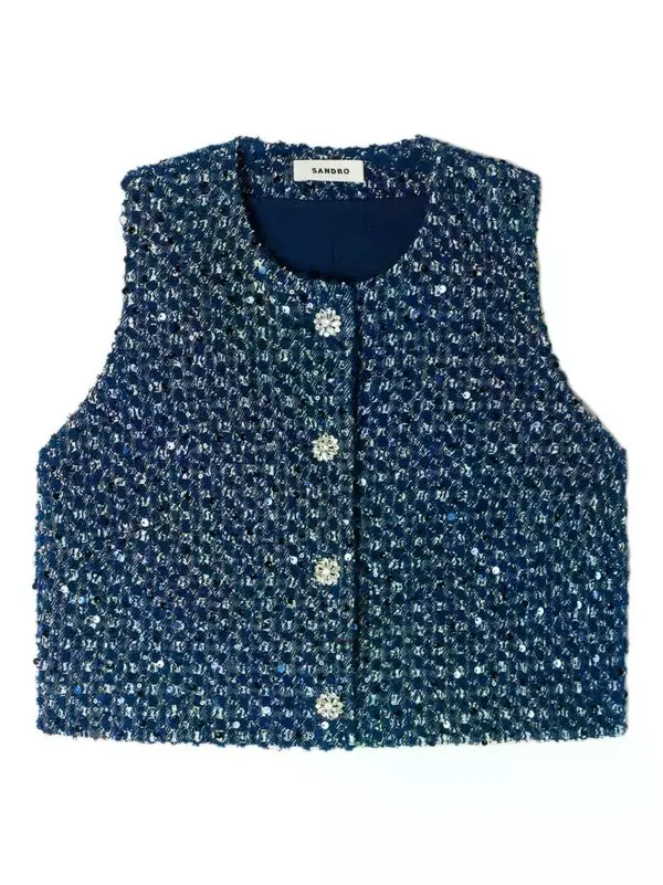 Sandro Sequin Embellished Cropped Waistcoat