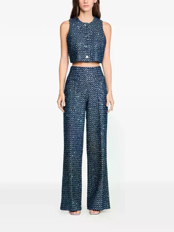 Sandro Sequin Embellished Cropped Waistcoat
