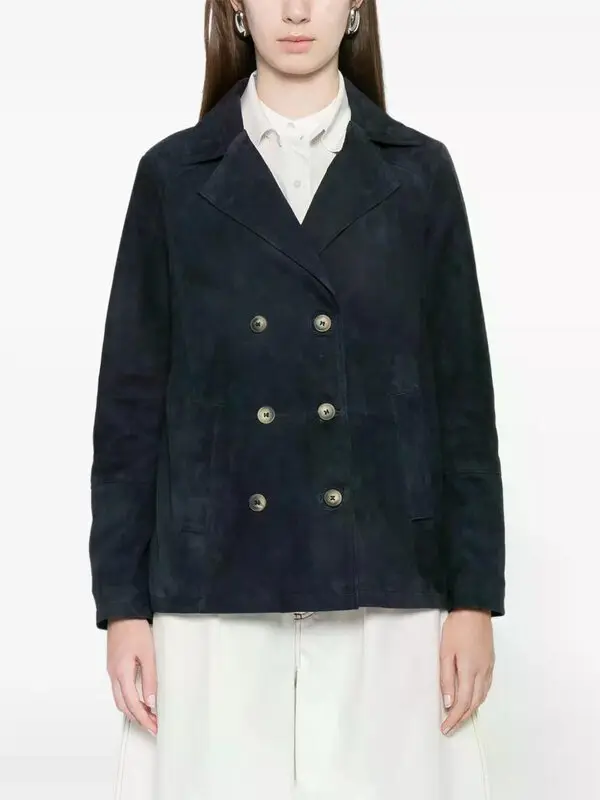 MARA BINI Suede Double-breasted Blazer