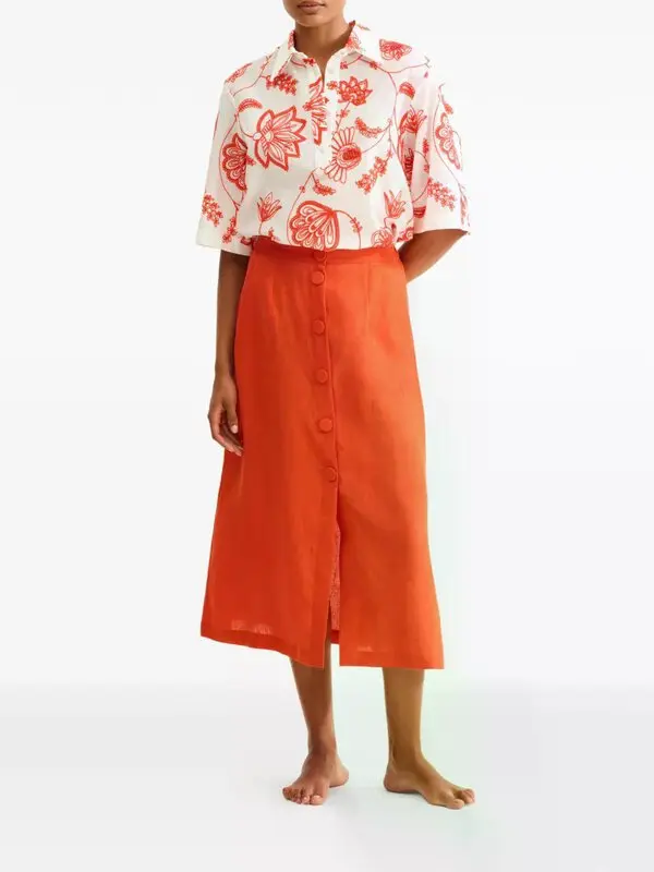 ERES Buttoned Midi Skirt - Red