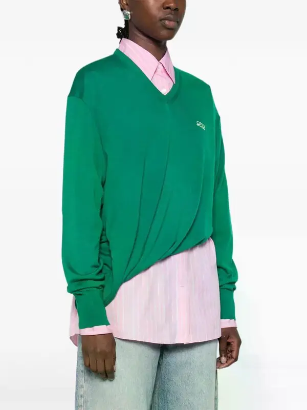 Loewe Asymmetric Draped Wool Sweater - Green