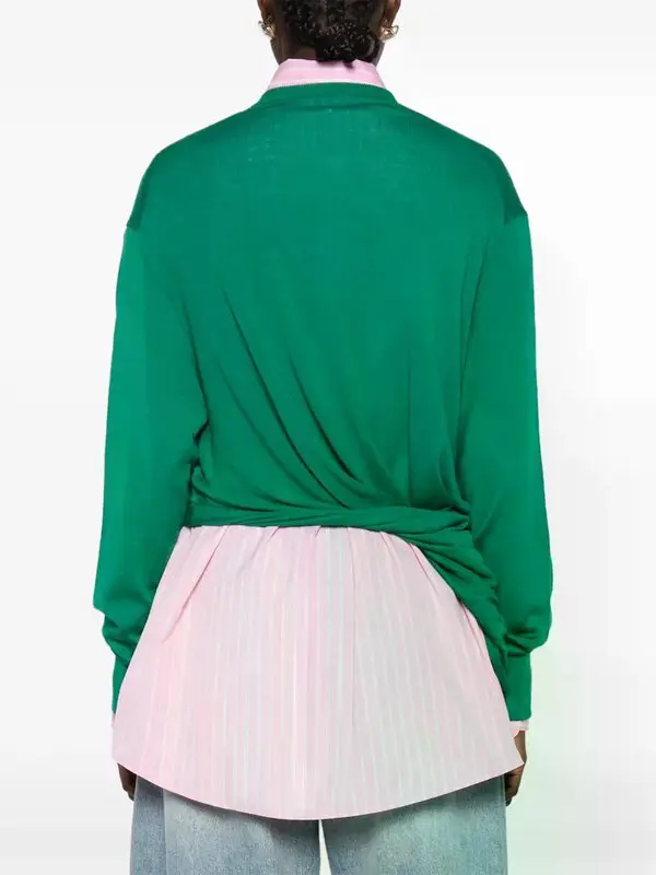 Loewe Asymmetric Draped Wool Sweater - Green