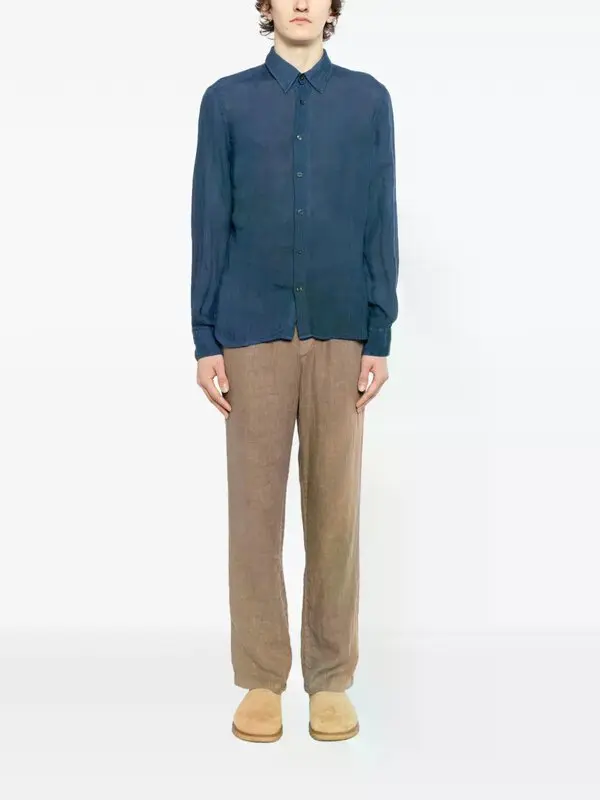 120% Lino Button-up Shirt - Blue