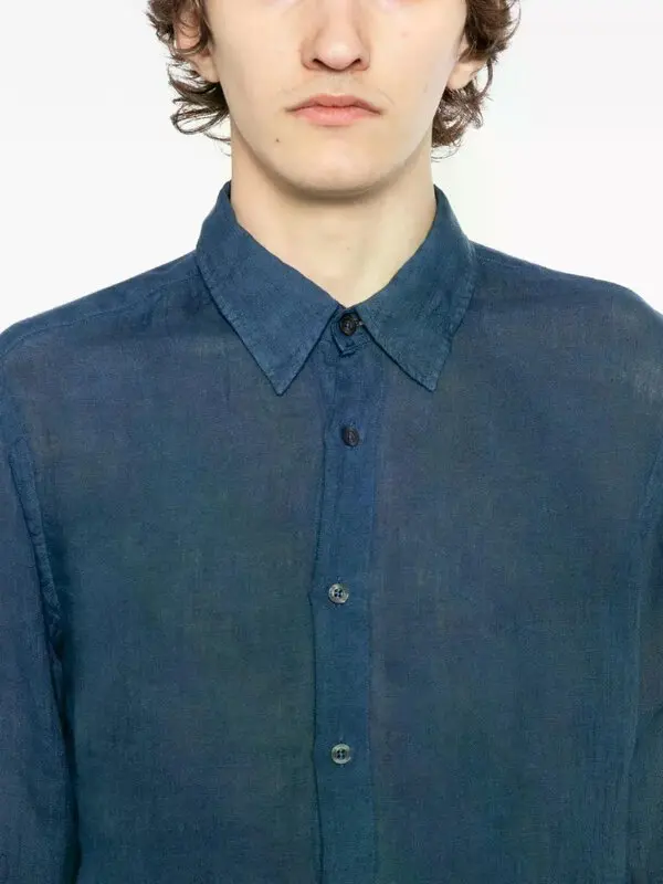 120% Lino Button-up Shirt - Blue
