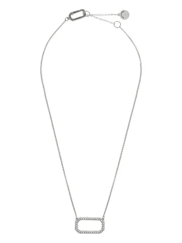 ALLSAINTS Rectangle-frame Crystal Necklace - Silver