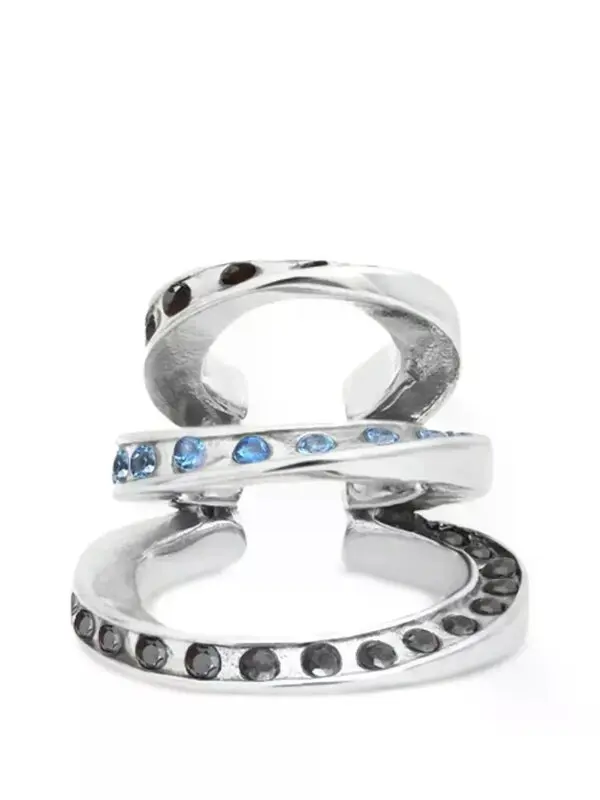 YPARIS Star Aquamarine Black Steel Ring