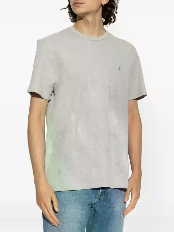 ALLSAINTS Embroidered-logo Waffle-texture T-shirt - Grey