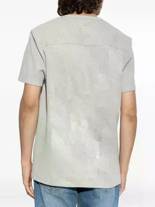 ALLSAINTS Embroidered-logo Waffle-texture T-shirt - Grey
