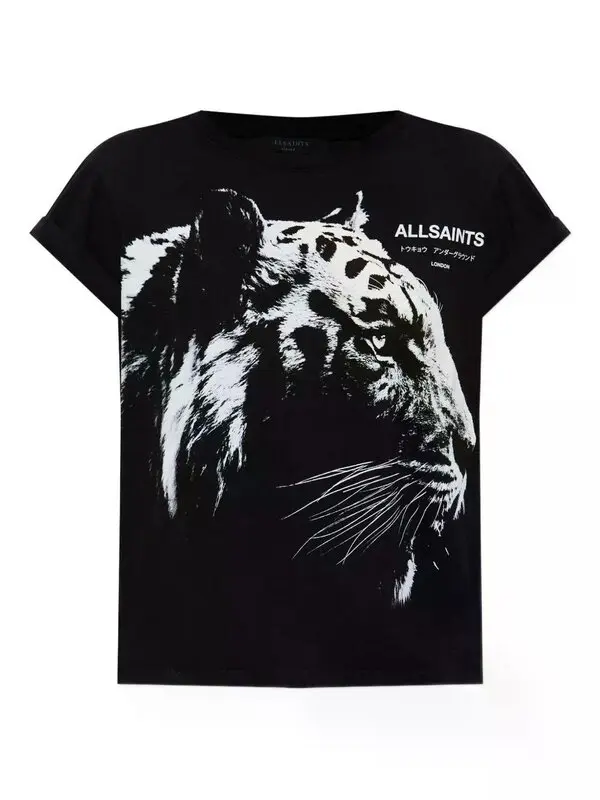 ALLSAINTS Tiger-print Cotton T-shirt - Black