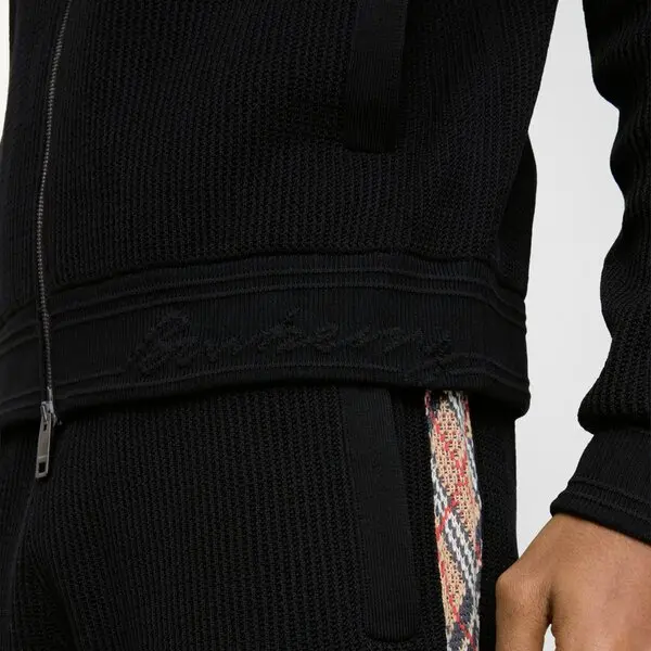 Burberry Check Trim Cotton Track Jacket - Black