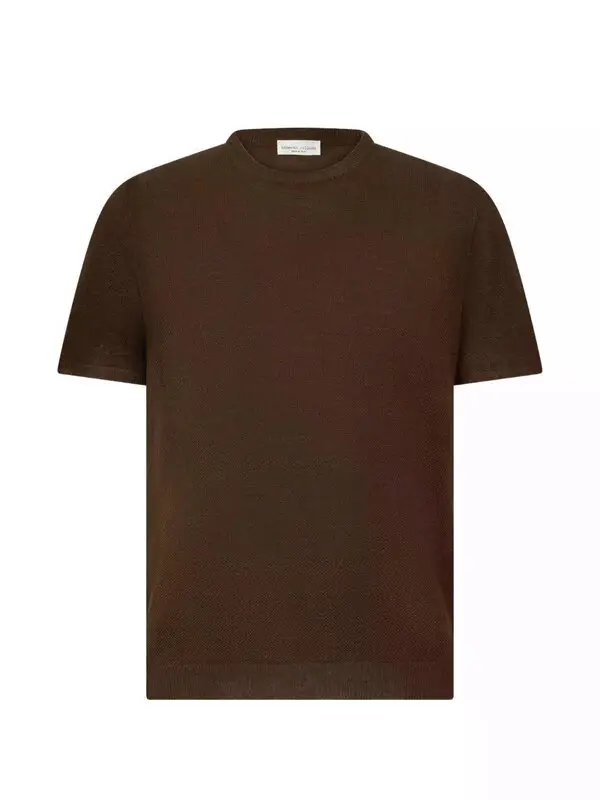 ROBERTO COLLINA Textured Knitted T-shirt - Brown