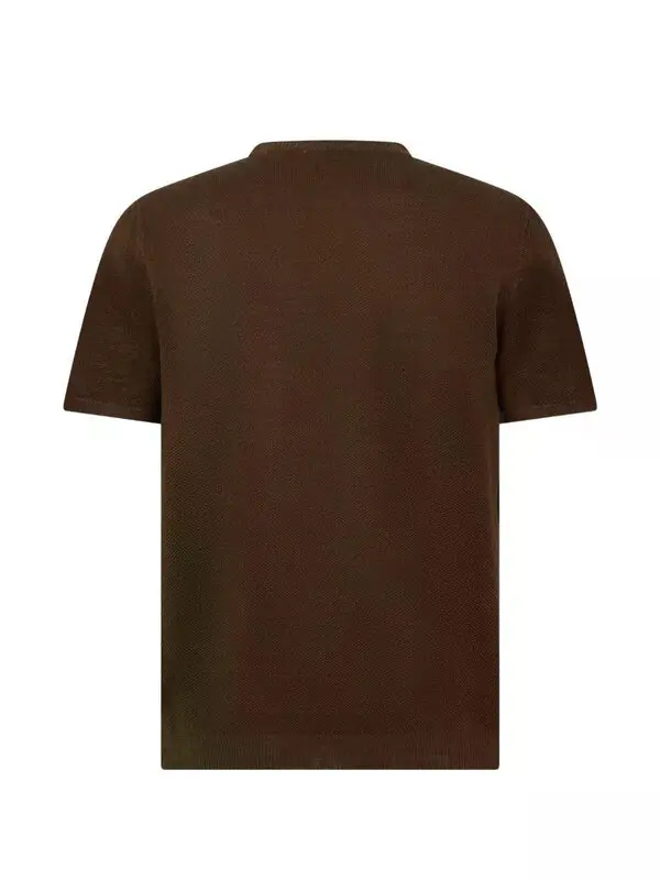 ROBERTO COLLINA Textured Knitted T-shirt - Brown