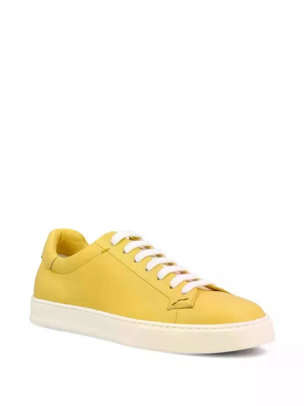 DOUCAL'S Round-toe Leather Sneakers - Yellow