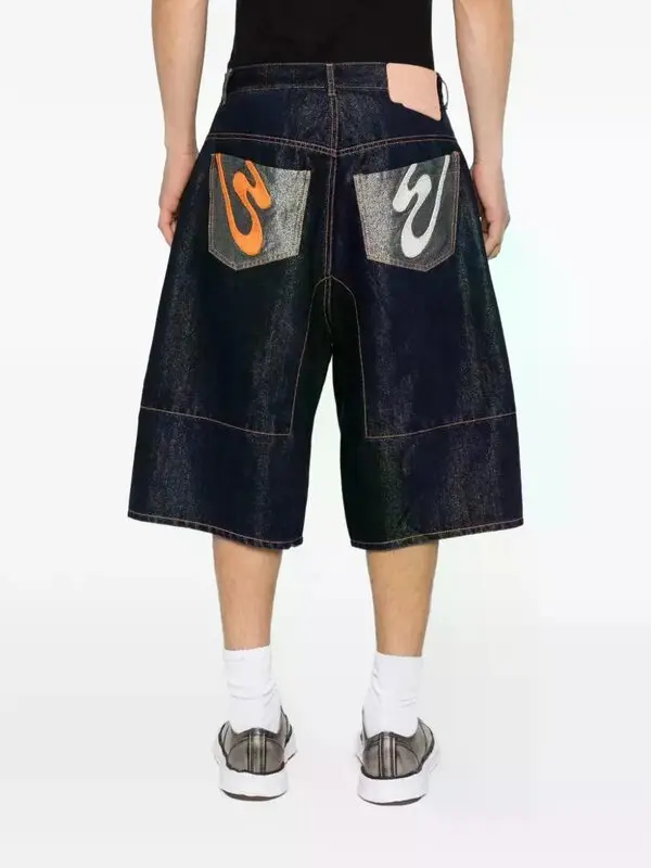 PDF Denim Contrast Stitching Shorts