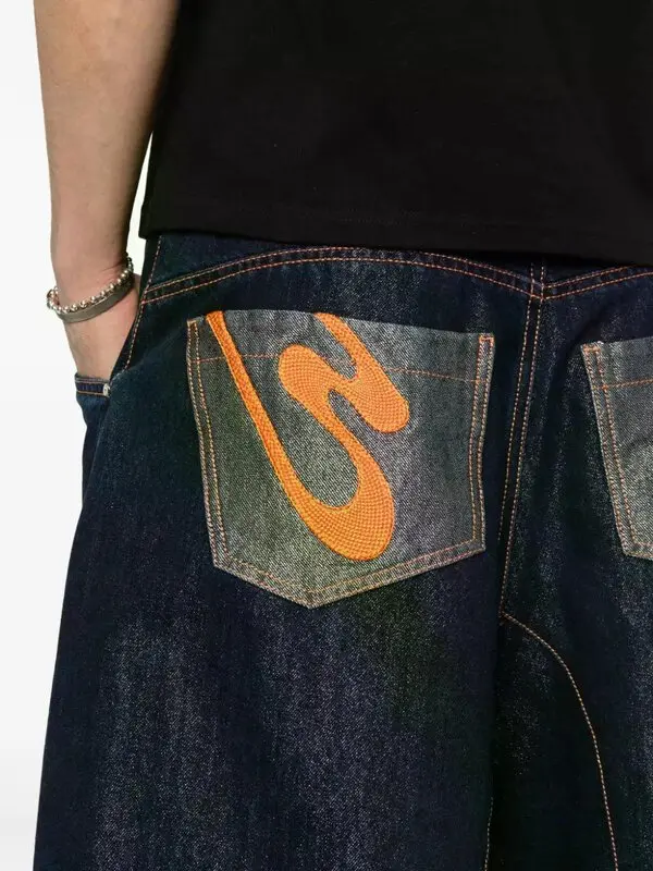 PDF Denim Contrast Stitching Shorts
