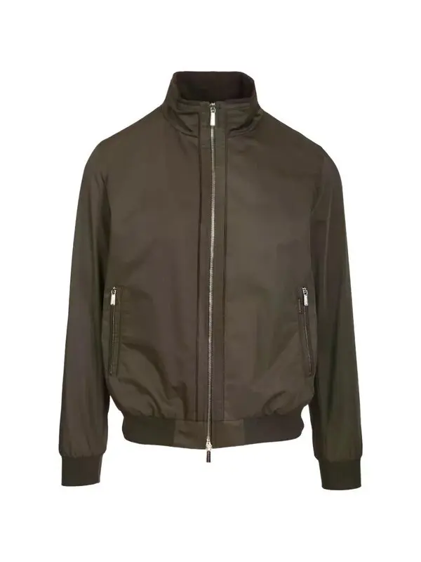 MOORER Zip-up Bomber Jacket - Brown