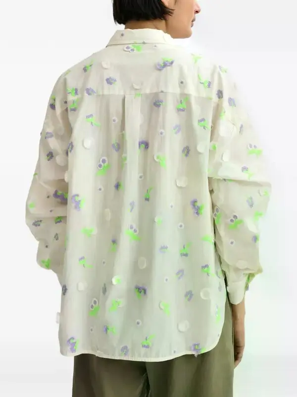 Essentiel Antwerp Floral Embroidered Shirt - Green