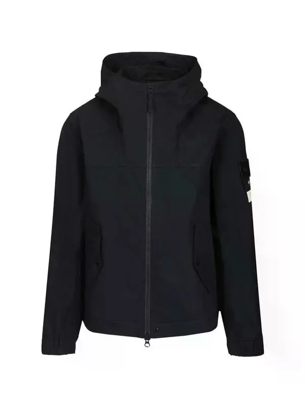Stone Island Hooded Twill Cotton Jacket - Black