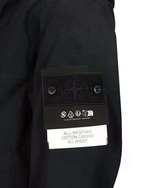 Stone Island Hooded Twill Cotton Jacket - Black