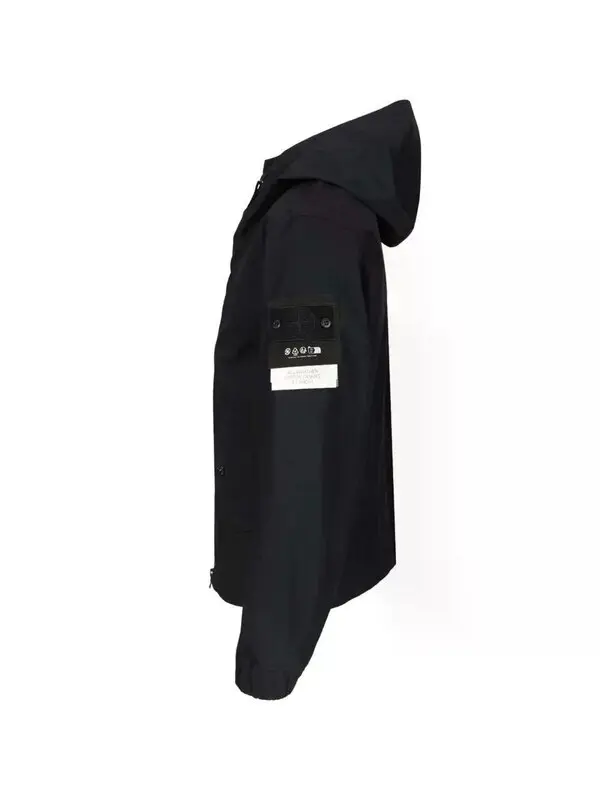 Stone Island Hooded Twill Cotton Jacket - Black