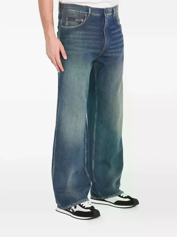 Dolce & Gabbana Wide Leg Jeans With Logo Patch