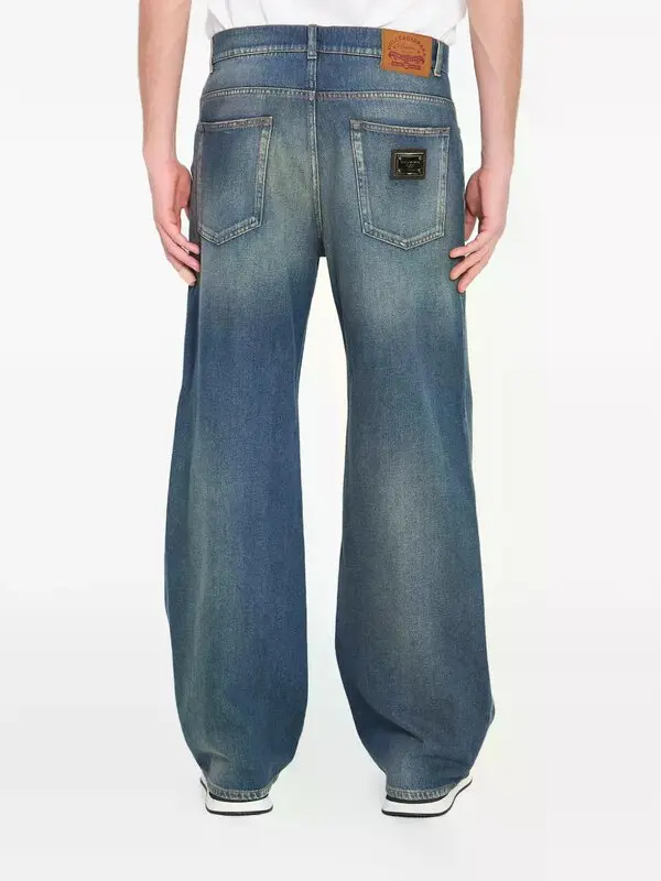 Dolce & Gabbana Wide Leg Jeans With Logo Patch