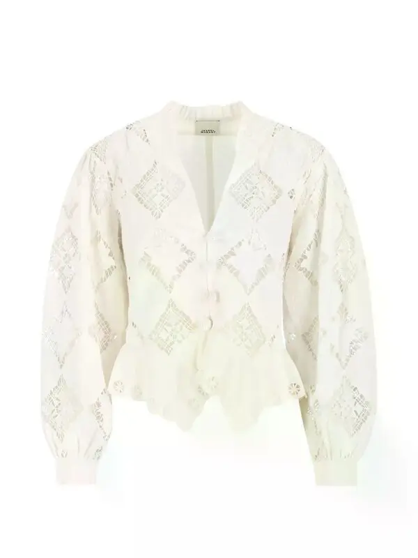 Isabel Marant Étoile Nina Ruffled V-neck Blouse - Neutrals