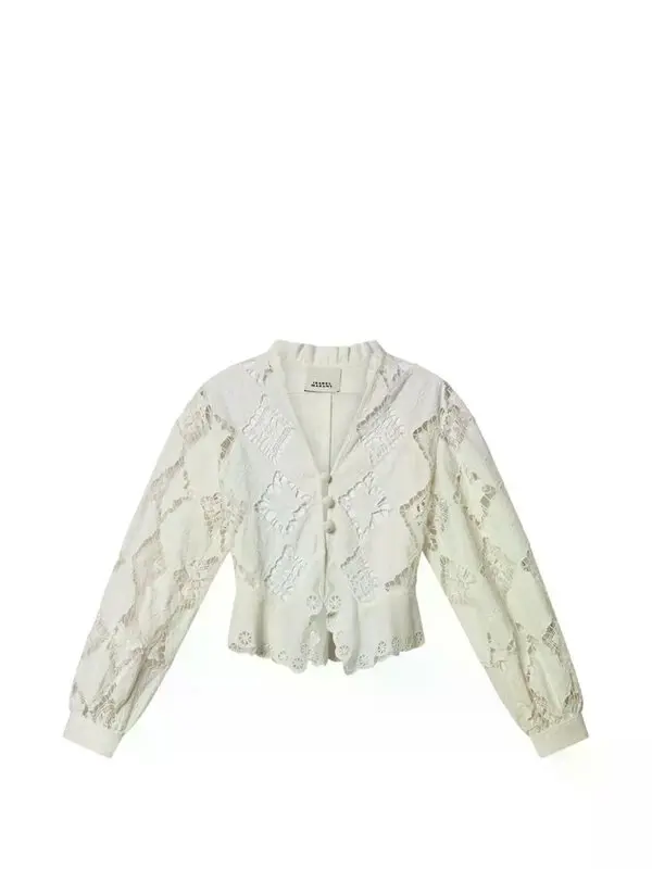 Isabel Marant Étoile Nina" Broderie Anglaise Cotton Linen Blend Blouse - White