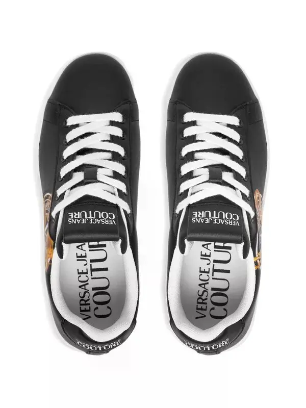 Versace Porcelain Barocco Court 88 Low-top Sneakers - Black