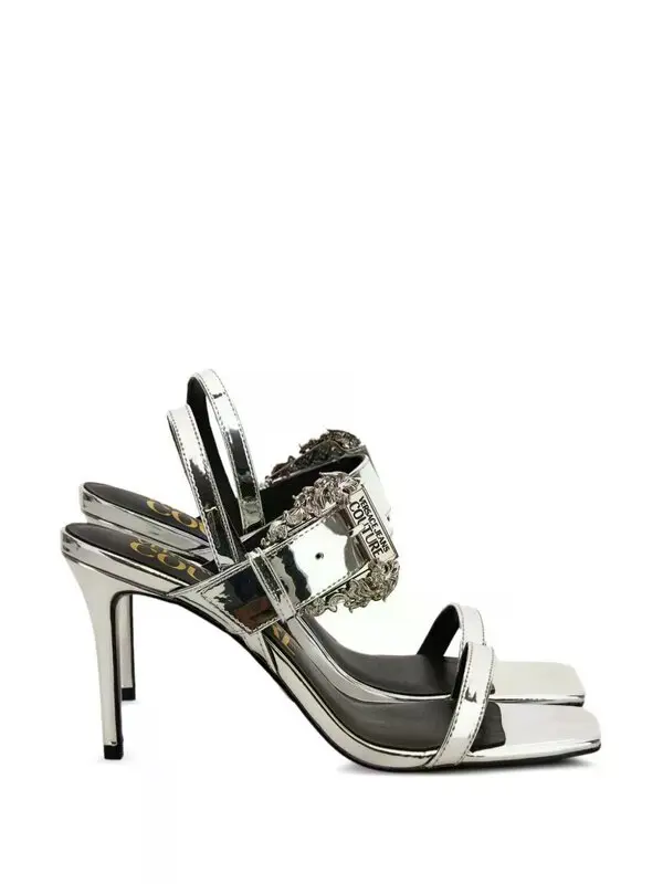 Versace Embellished-buckle Strappy Sandals - Silver