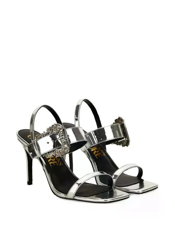 Versace Embellished-buckle Strappy Sandals - Silver