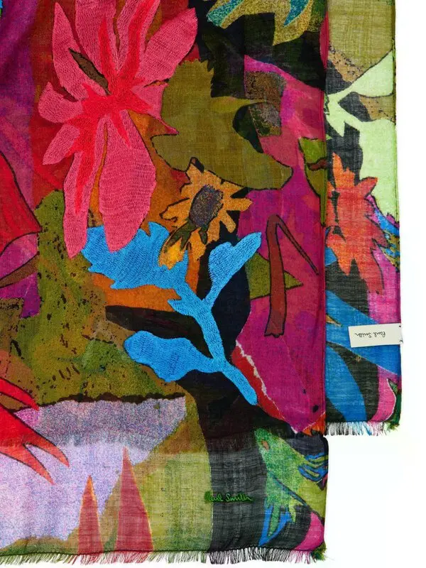 Paul Smith River Collage Floral Scarf - Pink