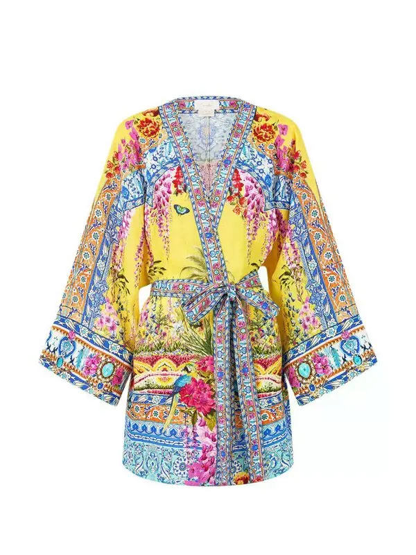 Camilla Floral-print Tie Cover-up - Yellow