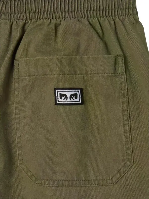 Obey Logo-patch Elasticated Shorts - Green