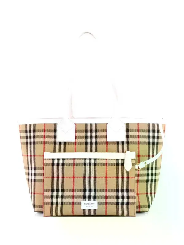 Burberry London Vintage Check Canvas Small Tote Bag - Brown