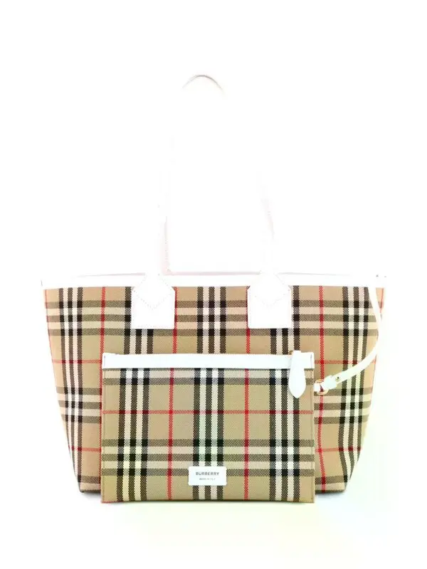 Burberry London Vintage Check Canvas Small Tote Bag - Brown