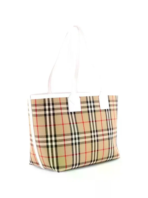 Burberry London Vintage Check Canvas Small Tote Bag - Brown