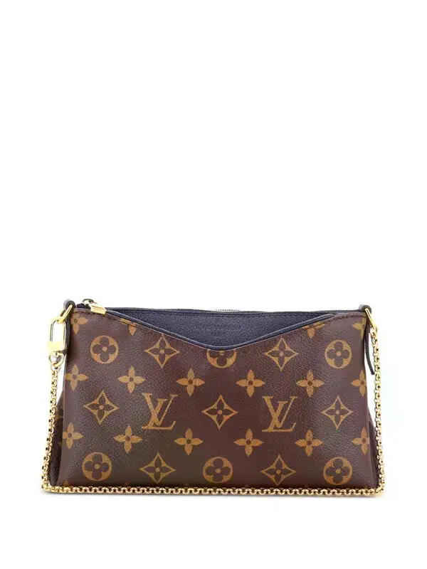 LOUIS VUITTON Pallas Monogram Canvas With Leather Clutch Bag - Brown