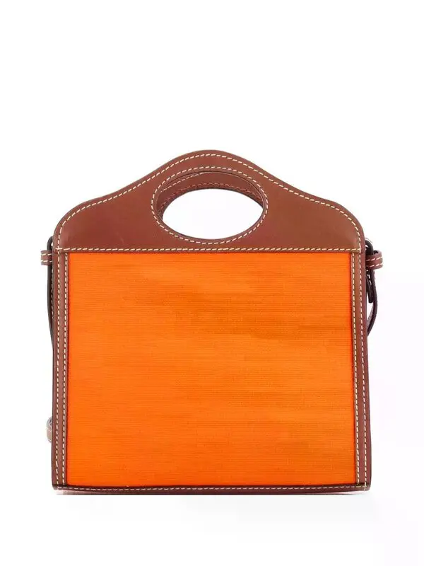 Burberry Logo Pocket Canvas And Leather Micro Tote