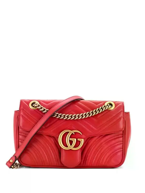 Gucci Gg Marmont Flap Bag Matelasse Leather Small - Red