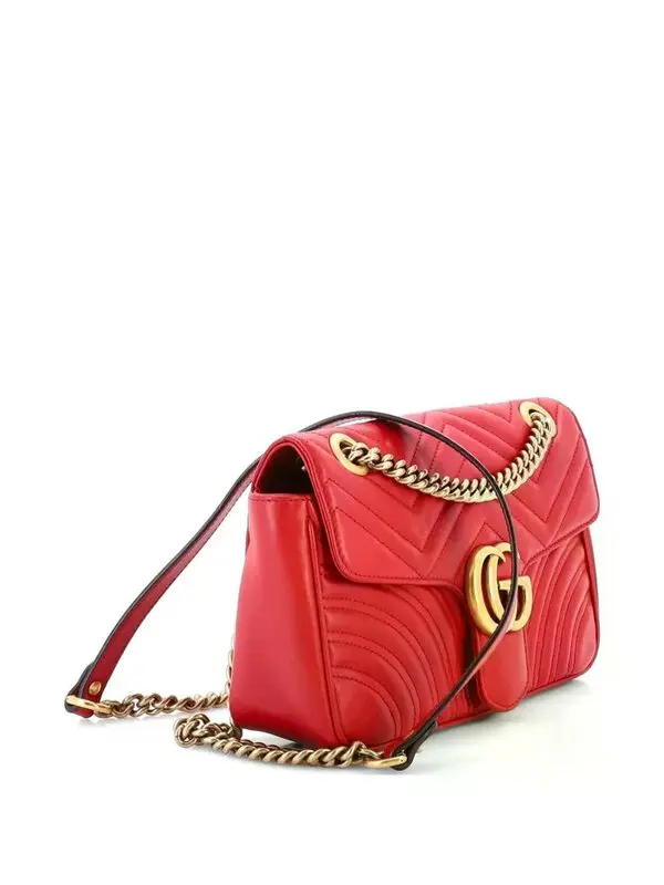 Gucci Gg Marmont Flap Bag Matelasse Leather Small - Red