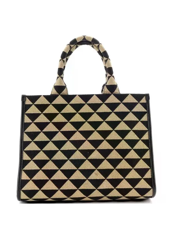 Prada Symbole Shopper Jacquard Small Tote Bag - Black