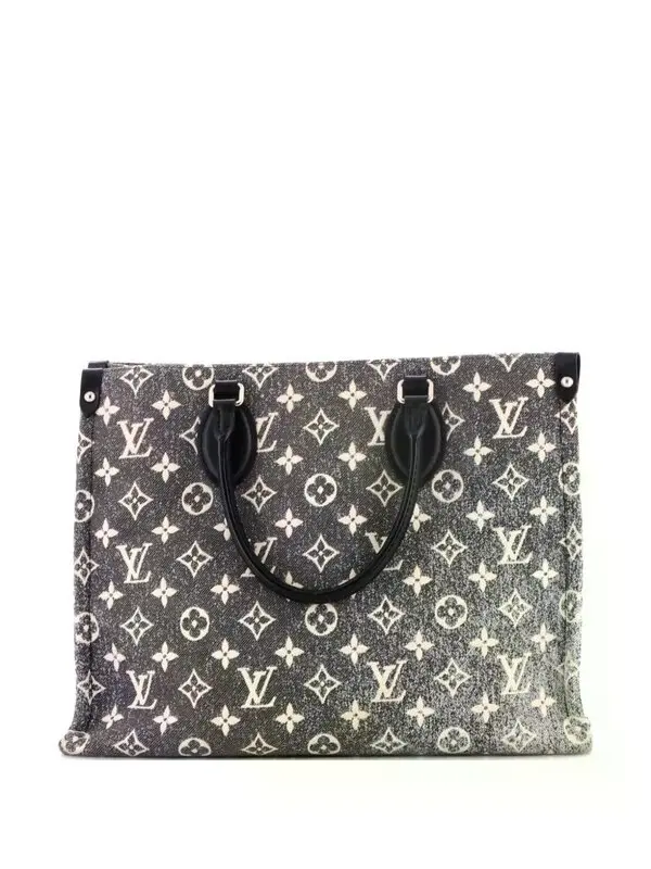 LOUIS VUITTON Onthego Mm Monogram Jacquard Denim Tote