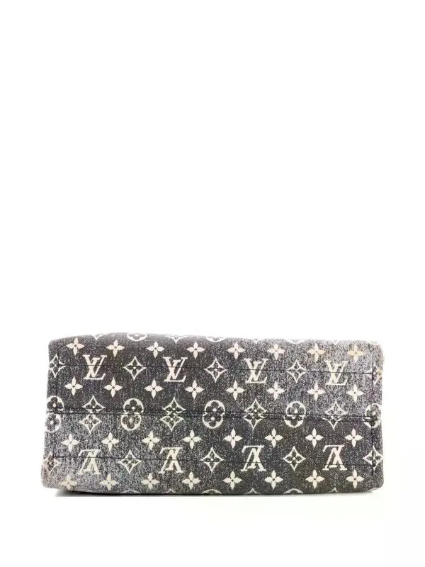 LOUIS VUITTON Onthego Mm Monogram Jacquard Denim Tote