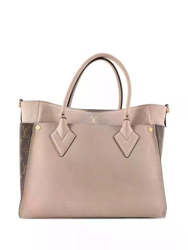 LOUIS VUITTON On My Side Leather With Monogram Canvas Mm Tote Bag - Brown
