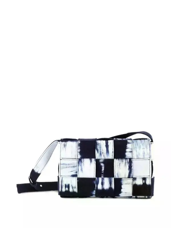 Bottega Veneta Cassette Crossbody Bag Maxi Intrecciato Tie Dye Denim - Blue