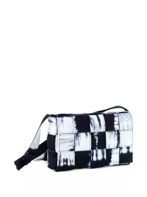Bottega Veneta Cassette Crossbody Bag Maxi Intrecciato Tie Dye Denim - Blue