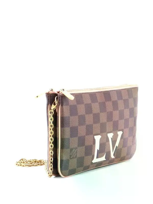 LOUIS VUITTON Damier Double Zip Pochette - Brown